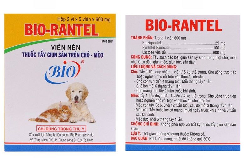 8935074612960 - Hộp 10 viên sổ giun chó mèo Bio Rantel