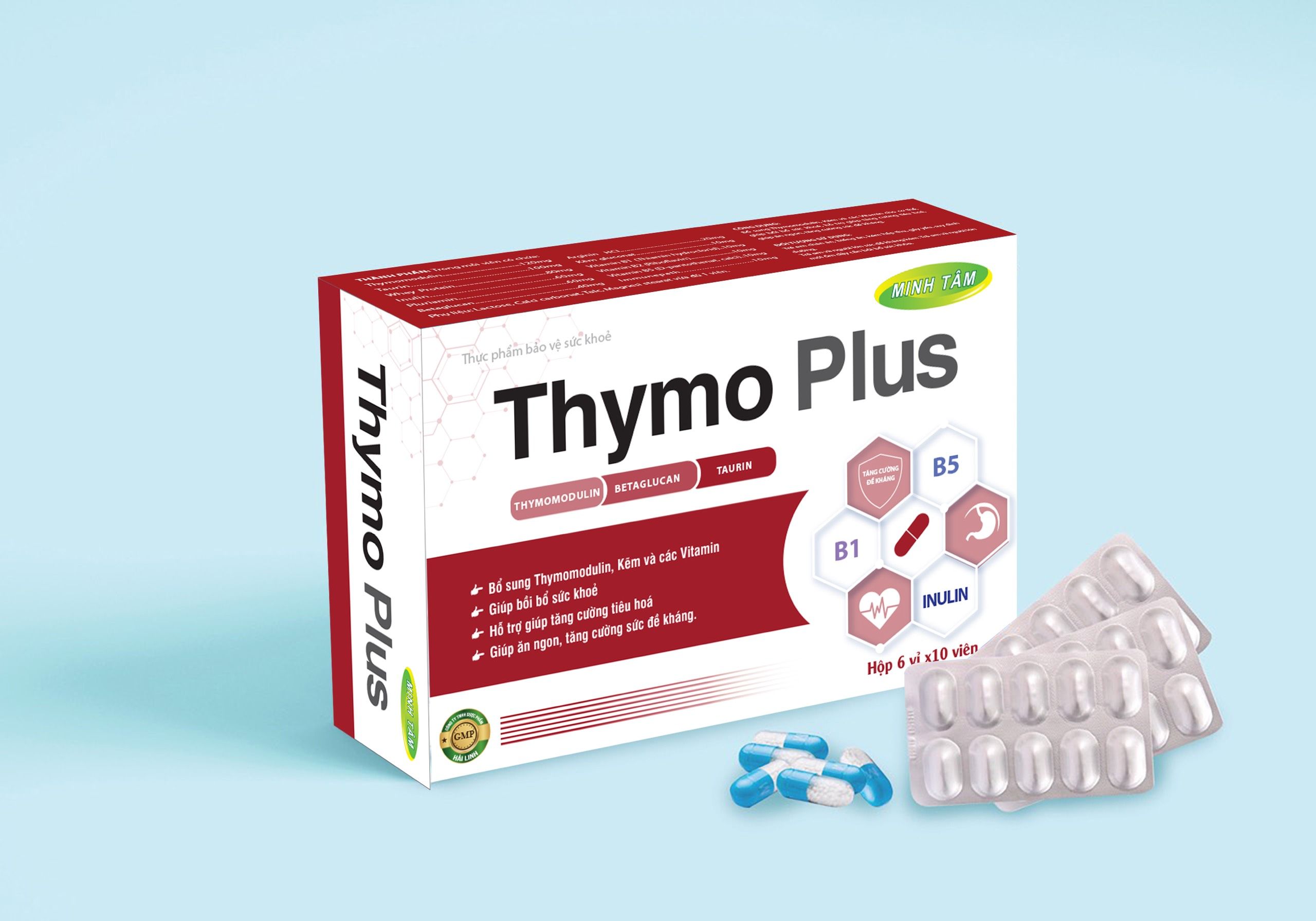 8938531620058 - THYMO PLUS MINH TÂM - HỘP 6 VỈ MÀU ĐỎ