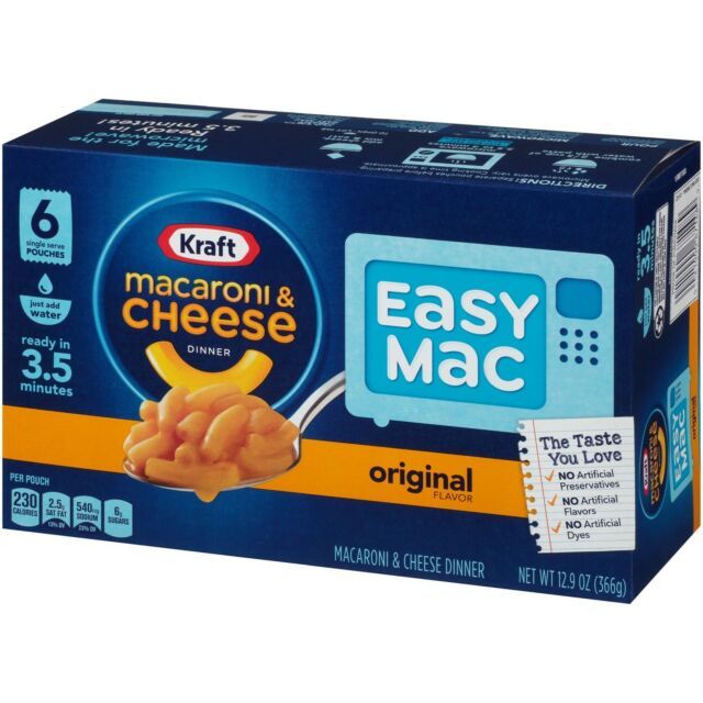 Kraft Original Microwavable Snack Packets Easy Mac Macaroni & Cheese ...