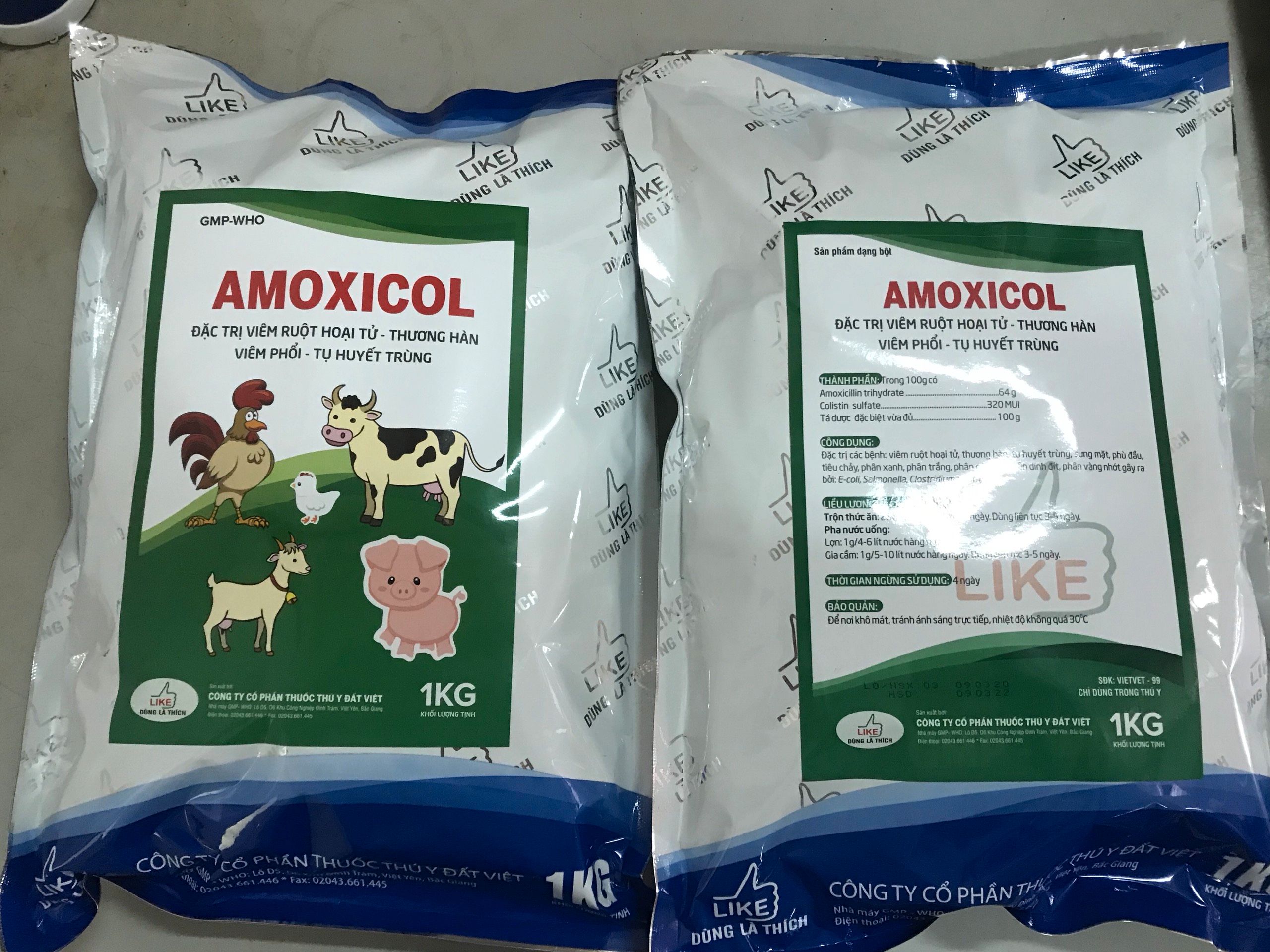 AMOXICOL - 1KG LON - TRỊ CÁC BỆNH NHIỄM TRÙNG ĐƯỜNG TIÊU HÓA VÀ HÔ HẤP DO