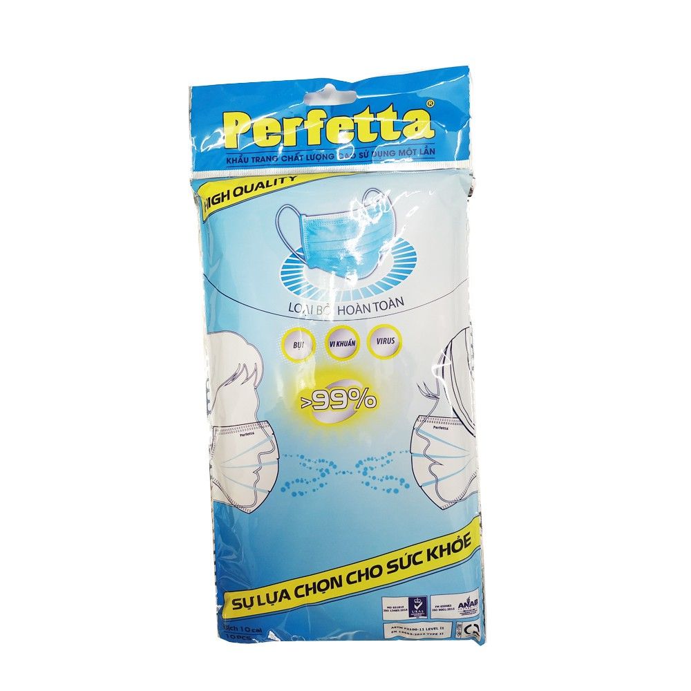 Khẩu Trang Tiệt Trùng Perfetta Ultra 3 Lớp Xanh Biển 5 Cái - USMART ...